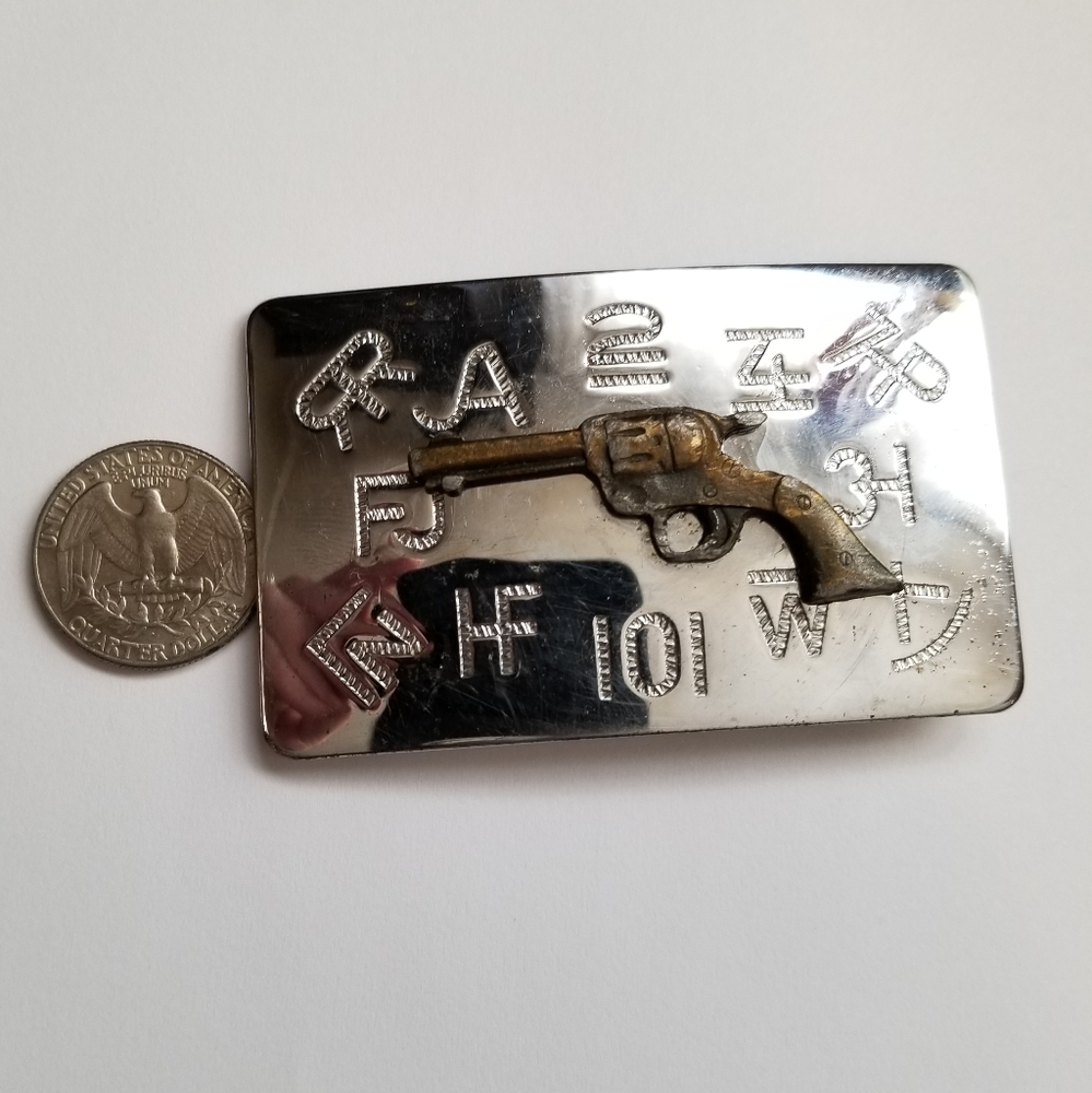 Vintage Belt Buckle With Revolver And Ranch Brand Sym… - Gem